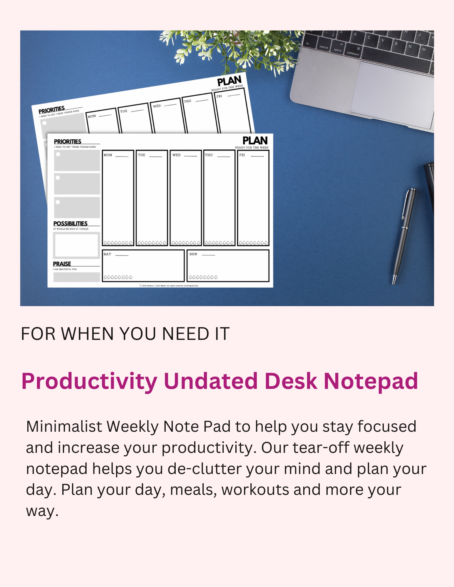 undated weekly planner – 1-1 – Mamie L. Pack